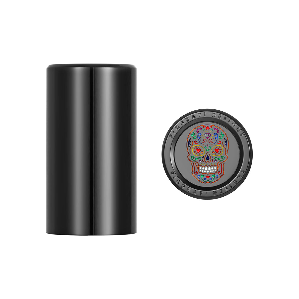 Docking Cover in Black Stainless Steel with Sugar Skull (Long & Sk ...